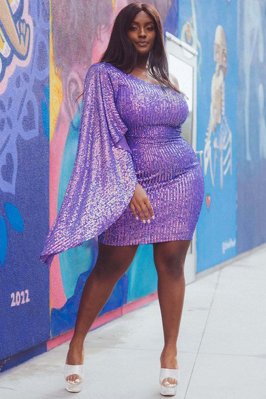 Violet Sequin One Shoulder Bodycon Dress – Nina Cheyenne